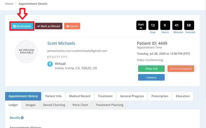 Reschedule a Patient Appointment