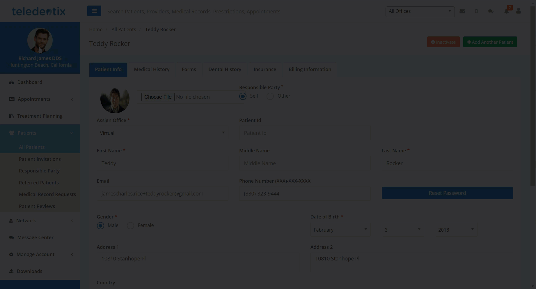 Add, Edit, and View a Patient's Responsible Party